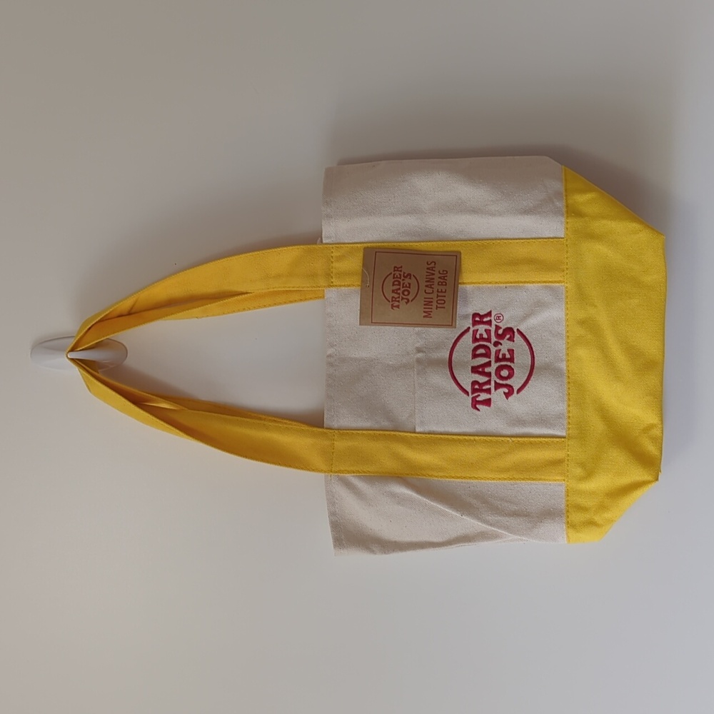 Trader Joes Mini Canvas Tote Bag in Yellow NWT - Gem